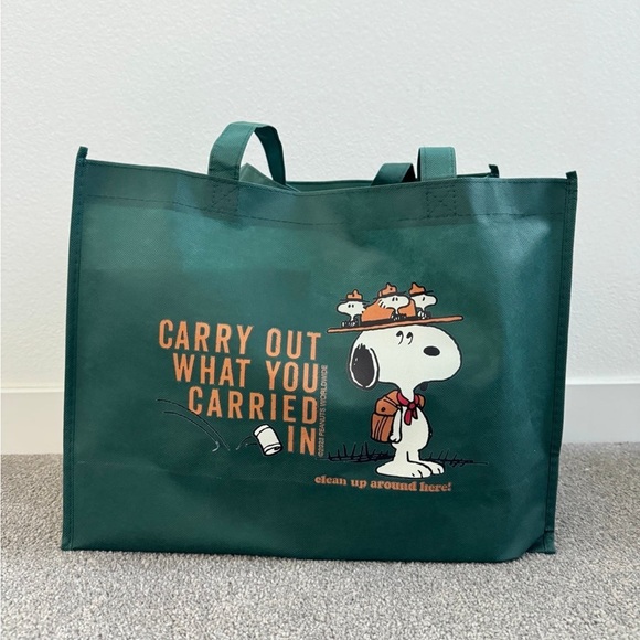 Peanuts | Bags | Snoopy Green Tote Bag Charlie Brown Tote | Poshmark